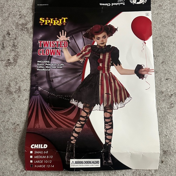 Spirit | Costumes | Spirit Twisted Clown Kids Costume Red And Black ...